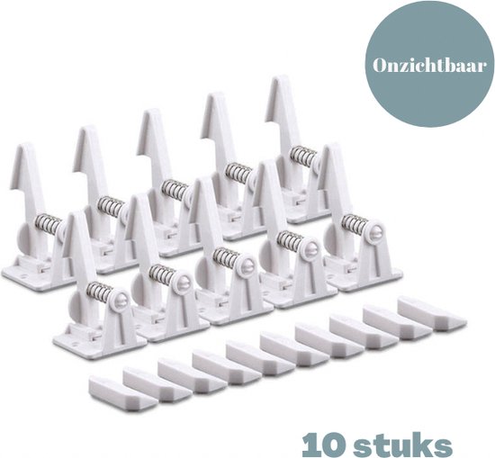 Kast- en ladeslot - wit - 10 stuks - Zelfklevende Kinderslot Kast ...