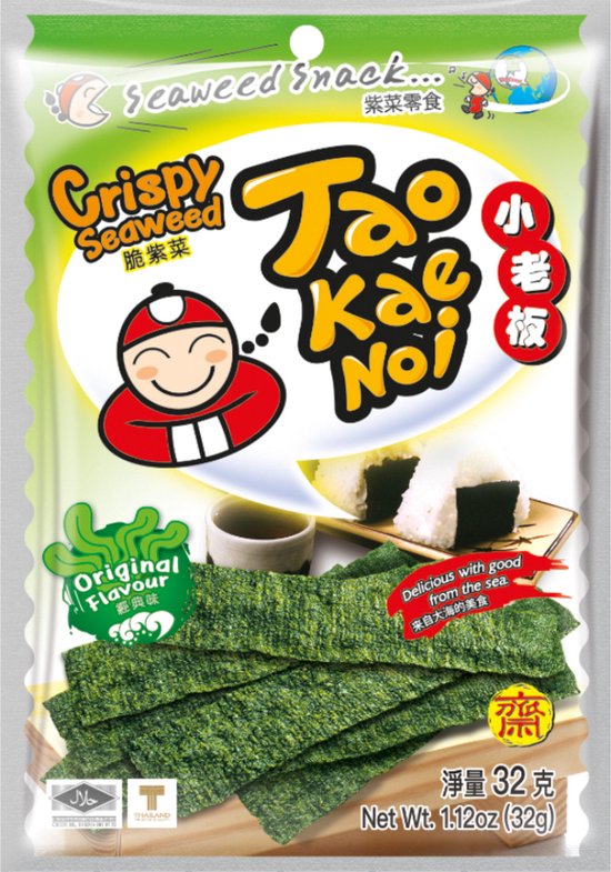 Taokaenoi Zeewier snack knapperig 32 g | bol