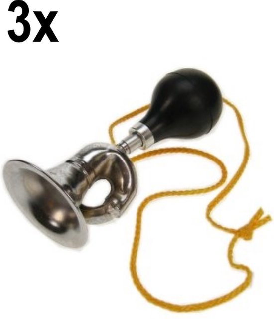 3x Metalen druktoeter 20 cm - muziek toeter knijp toet geluid ...