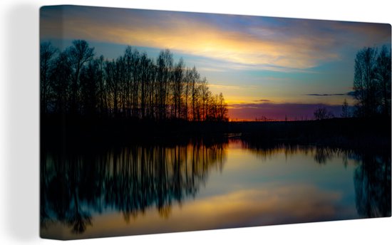 Canvas - Schilderij natuur - Avond - Lucht - Natuur - Water ...