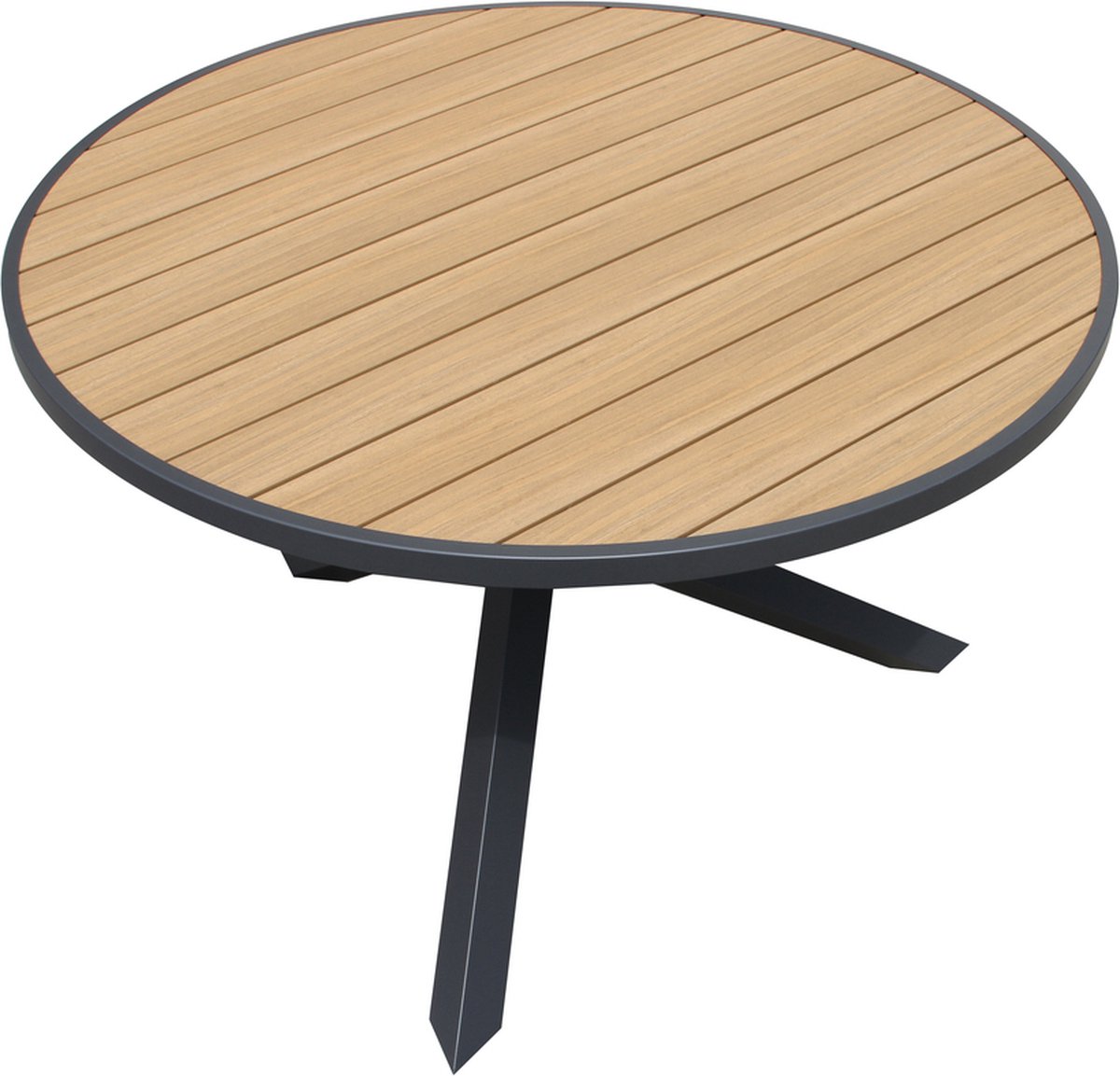 Ronde Tuintafel - Kunststof Aluminium - Naturel - Ø120cm - Tuintafel ...