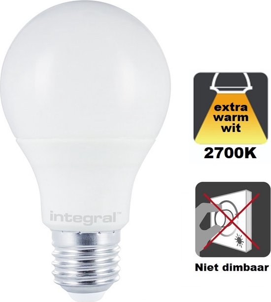 Integral LED - E27 LED lamp - 4,8 watt - 2700K - 470 lumen - Frosted cover - Niet dimbaar | bol