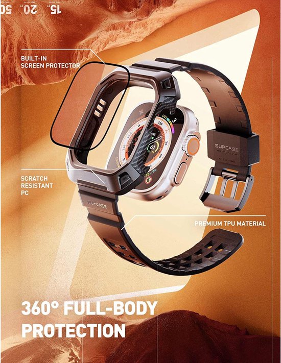 SUPCASE UB Pro Apple Watch Ultra Bandje met Screenprotector Zwart | bol.com