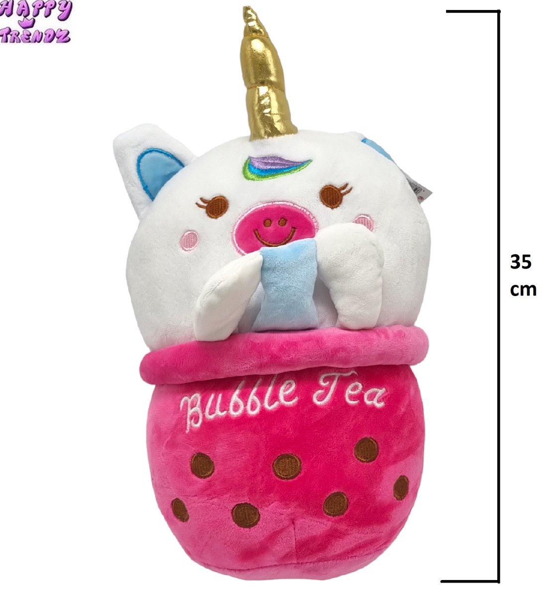 Happy Trendz® - 35 cm Unicorn Bubble tea Boba knuffel pluche - Roze ...