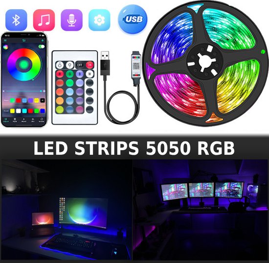 Led strip | 5 meter | Met app | RGB | Bluetooth | Zelfklevend | Led ...