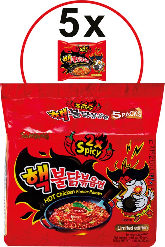 Samyang Hot Chicken Flavor Ramen Buldak - 2x Spicy Noedels - 2 x 140 ...