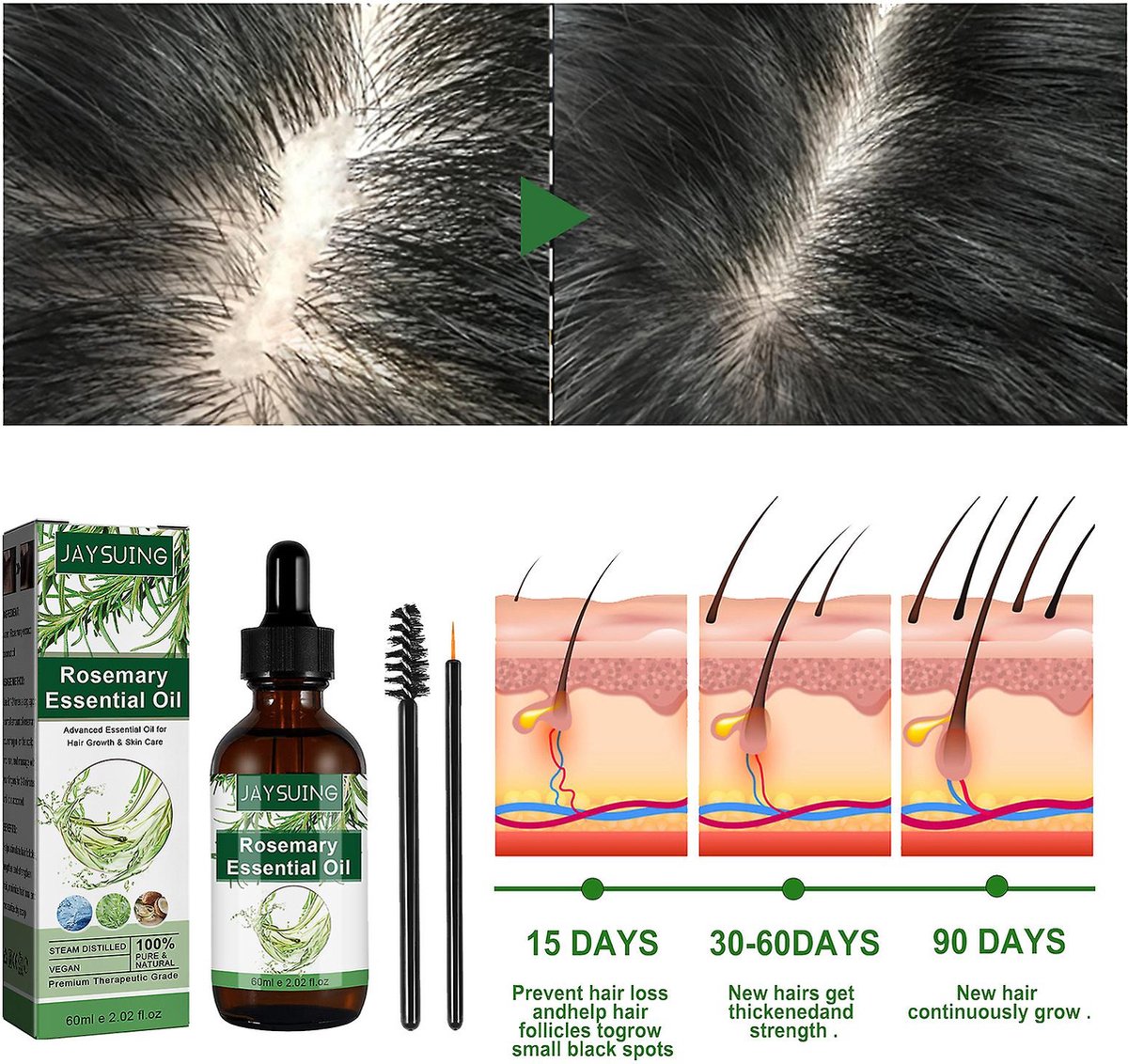 Natuurlijke Rozemarijn Haargroei Olie 60 ml | Minoxidil Alternatief ...