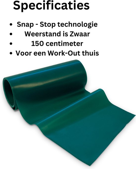Groene Theraband Fitness elastiek van 150 cm - Weerstandsband ...