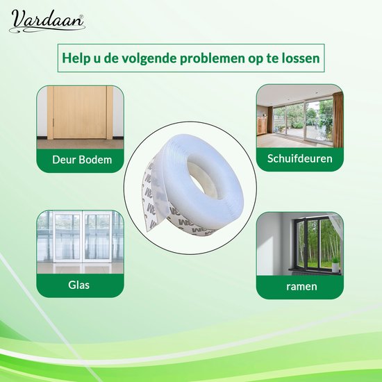 Vardaan - Tochtstrip - Tochtstrips voor Deuren - 500cm x 4.5cm - Wit ...