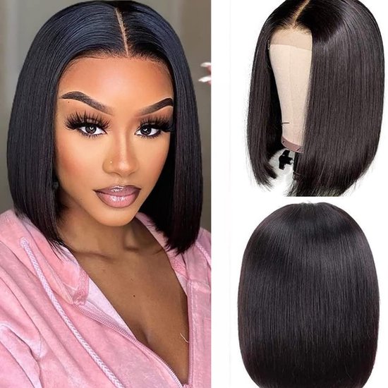 Gratyfied - Pruiken Dames Echt Haar - Pruiken Dames Kort Haar - Pruik ...