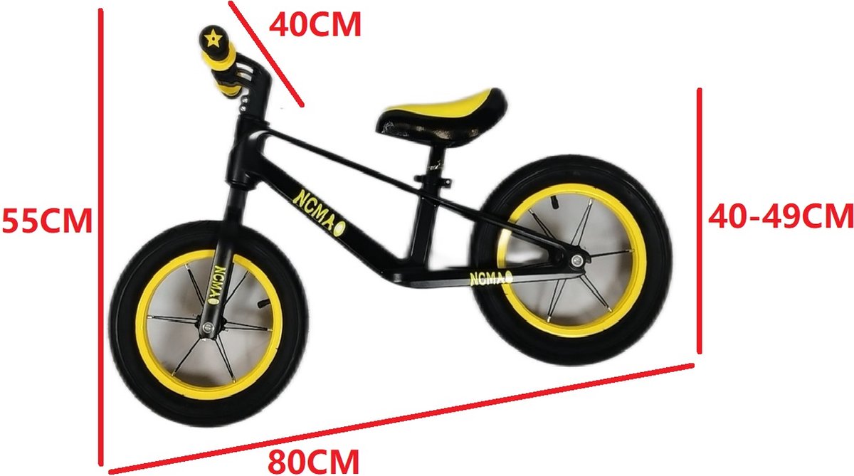 Loopfiets - Traploper - Zonder trapper - 12 inch voor kinderen van 2 3 ...