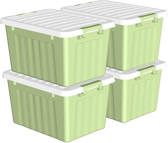 15L x 4 Opbergdozen met Deksel - Plastic Opbergbakken - Vergrendelende ...