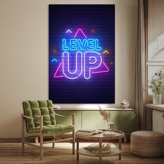 Game Poster - Gaming - Neon - Level Up - Quotes - Gamen - 120x180 cm | bol