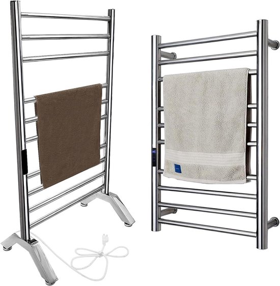 Handdoekrek Radiator Elektrisch Verwarmd en Vrijstaand - 304 Roestvrij ...