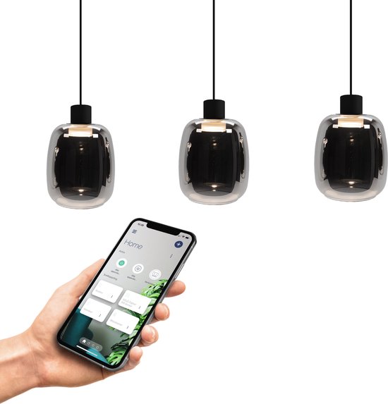 EGLO connect.z Molochio-Z Smart Hanglamp - LED - 88 cm - Zwart/Smoke ...