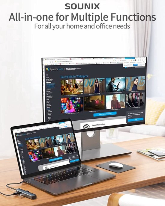 Sounix USB C Hub 6 in 1 - USB Splitter - 4K HDMI - USB 3.0 - USB C ...