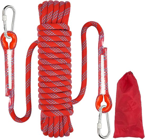 NORDIVAR® - Premium Klimtouw 10m met Karabijnhaken, Veiligheidstouw ...