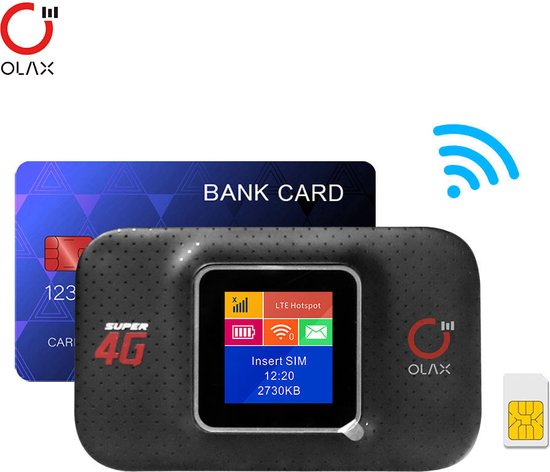 Mifi - Mifi router - 4G - 150 Mbps - Lange batterijduur 3000Mah - Olax ...