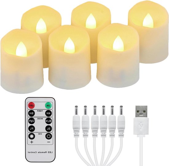 Led Kaarsen met Bewegende Vlam Oplaadbare Theelichtjes ...