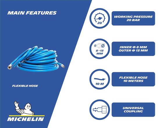 PVC Luchtslang - 10 meter - Universele snelkoppeling - Maximale druk 20 ...