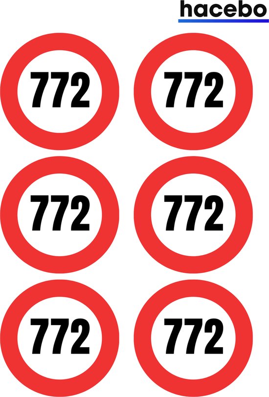 Verkeersbord Sticker - 8CM - Container sticker - Cijfer Stickers - 6 ...