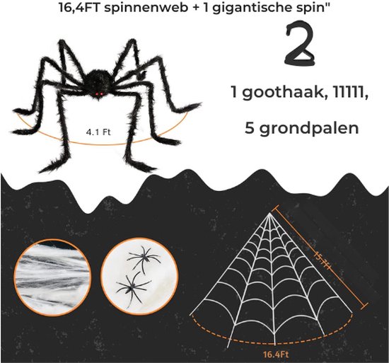 Halloween Decoratie Outdoor Spin Groot - Horrordecoratie Tuin 127 Cm ...