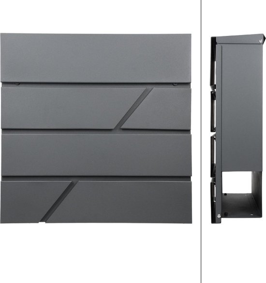 Moderne Brievenbus - Antraciet - Grijs - 37 x 11 x 37 cm | bol