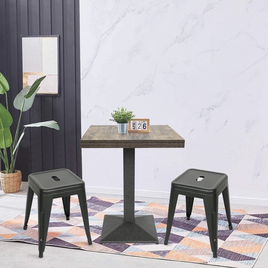 Vierkante Eettafel voor 4 Personen - Europese Stijl - Met Houten Planken en Ijzeren... | bol