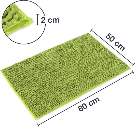 Badmat Groen - Antislip en Maschinenwasbaar Badkamer Tapijt 50x80cm | bol