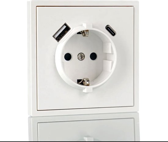 Inbouw Stopcontact met USB & USB-C - Wandcontactdoos (WCD) - Wit - Eén ...