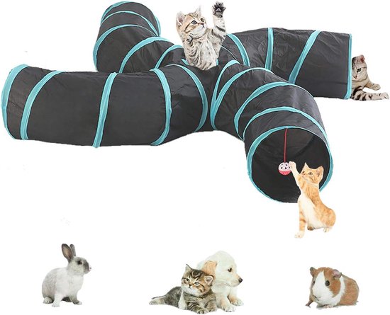 Opvouwbaar en interactief kreukelstof doolhof voor katten - Tuin met 5 ...