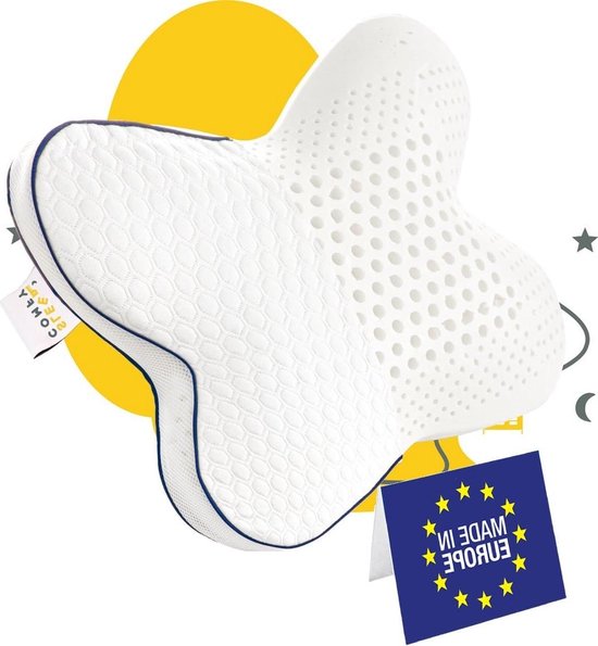 Orthopedisch traagschuim vlinderkussen - Premium kussen voor nekpijn - Oeko-Tex... | bol