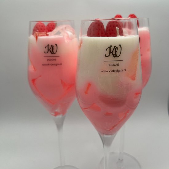 Container kaars - wit - roze - cocktail | bol