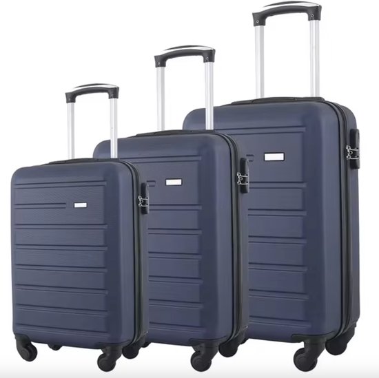 J&R Kofferset - Set van 3 koffers - Reiskoffers - Koffer - Donkerblauw ...