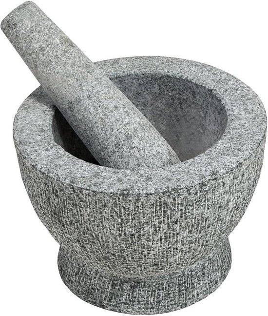 Vijzel met stamper - Diameter 18 cm - Hoogte 12 cm - Graniet | bol