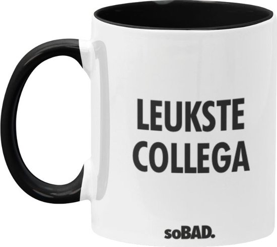 Mok zwart/wit - Leukste collega - soBAD. | Mug | Tekst | Collega ...