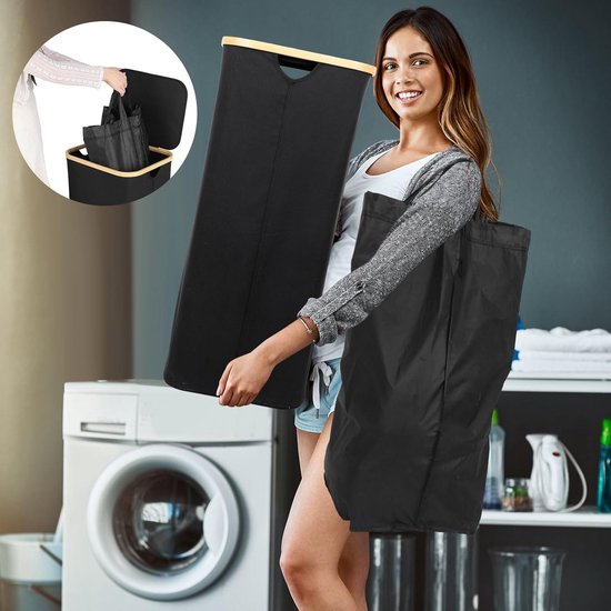 Grote wasmand 100 liter wasbaar met uitneembare waszak - hygiënisch en ...