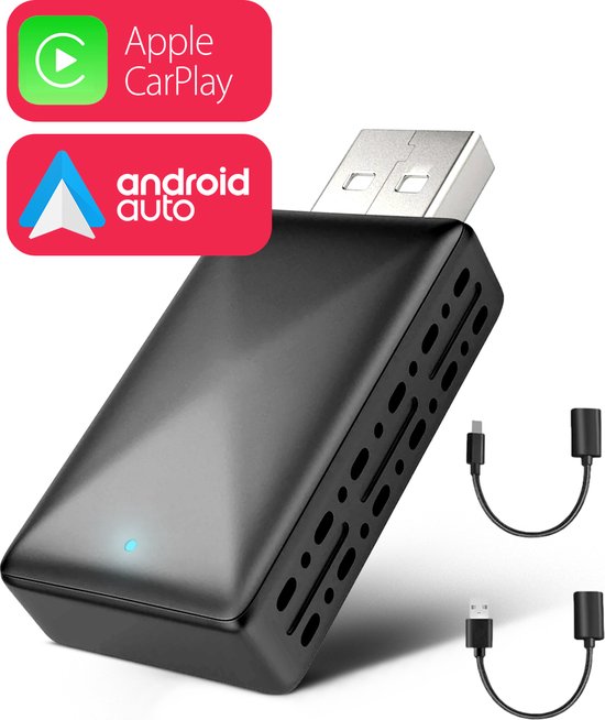 Asawa 2-in-1 CarPlay-Dongle – Android Auto-Dongle – Draadloos – USB-C – Zwart – 2024-model | bol