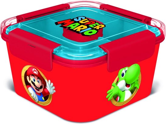 Super Mario - lunchbox - broodtrommel - 5 vakken - vier afsluitklemmen ...