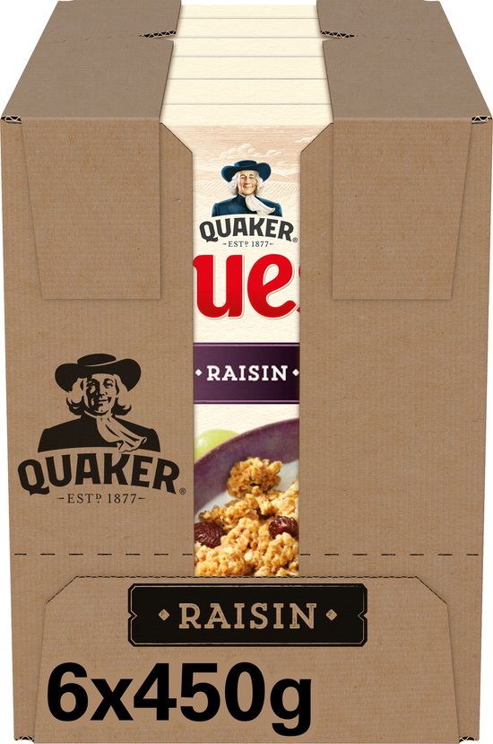 Quaker Cruesli Rozijn & Hazelnoot - Ontbijtgranen - 6 x 450 gram | bol