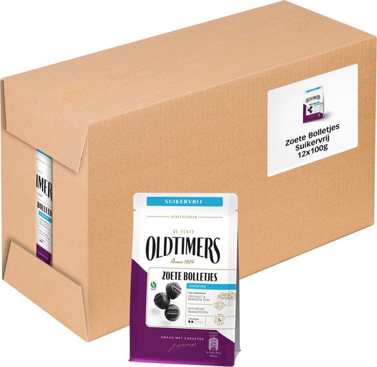 Oldtimers - Drop - Zoete Bolletjes Suikervrij - 12 zakjes - 100 gram | bol