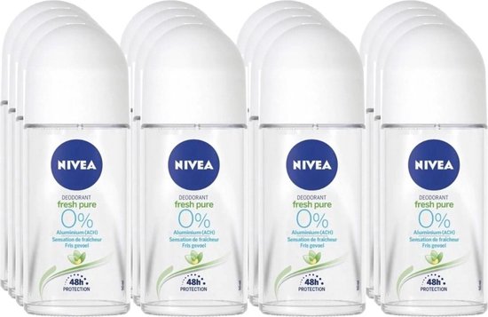 Nivea Deodorant Roller Pure & Natural Jasmine - 12 x 50 ml - Voordeelverpakking | bol