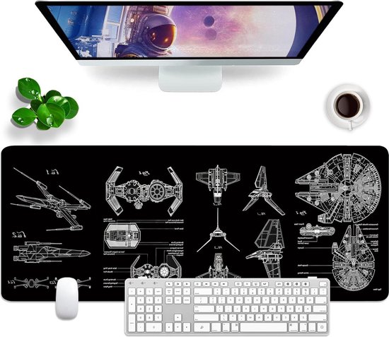 Gaming muismat - zwart - XXL formaat - Engels design - 800x300mm ...