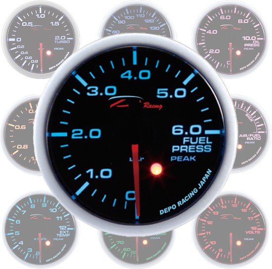 Depo Racing Meter SKPK Series Zwart 52mm Brandstofdruk | bol