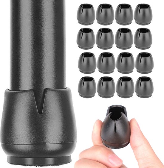Stoelpootbeschermers - 16 Stuks - Zwart - 12-16mm - Stoelpoot doppen ...