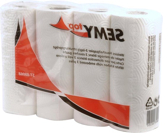 Keukenrollen 3-laags 52 vel hoogwit 6-pack (6 x 4 stuks) ST-88068 met ...