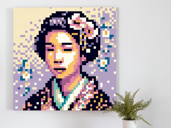 Pixel art vrouw schilderij | Pixelated beauty: A digital masterpiece of ...