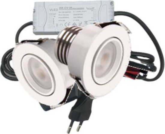 LED Set van 2 Inbouwspots - 4W - Wit - 2700K - Dim - Ø62-ZM52 - Gratis ...