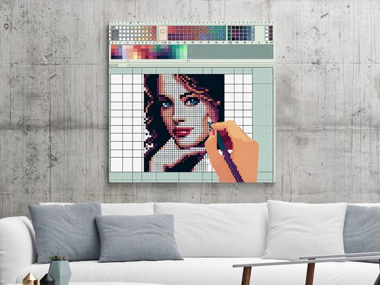 Pixel art vrouw schilderij | Digitale godin gevangen in een wereld van ...