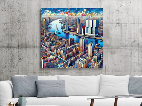 Modern rotterdam schilderij | Rotterdamse skyline in abstracte vormen ...
